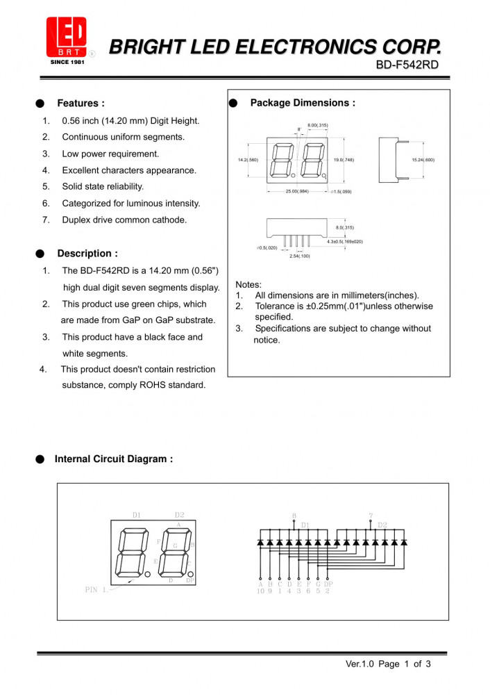 BD-F542RD technical document page 1