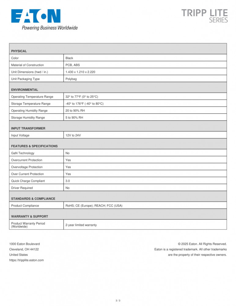U280-C03-36W-1B technical document page 3