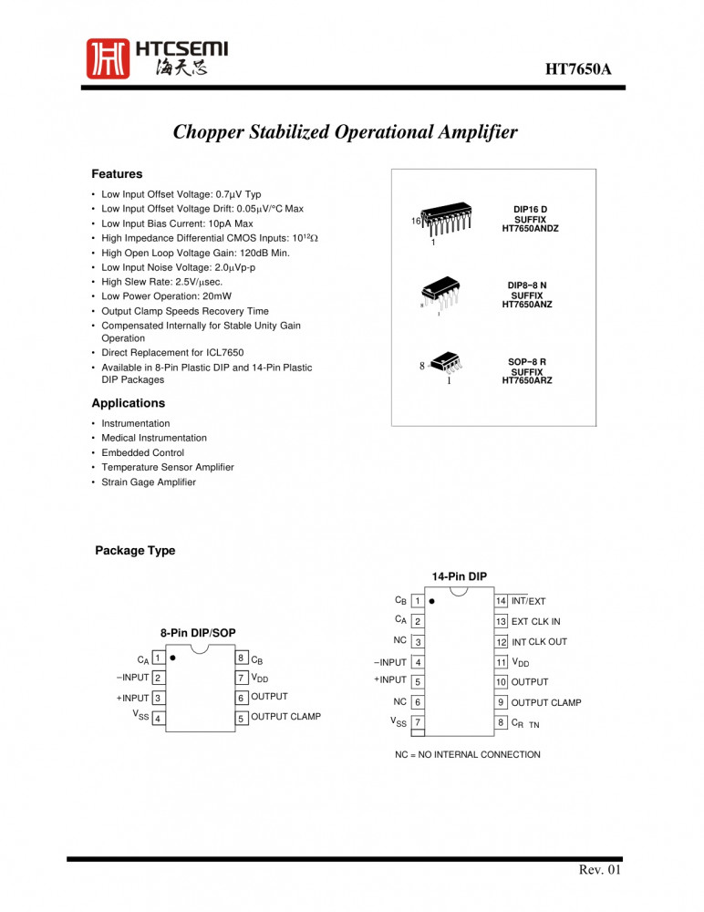 HT7650 datasheet page 1