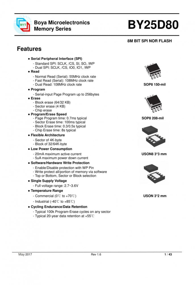 BY25D80 datasheet page 1