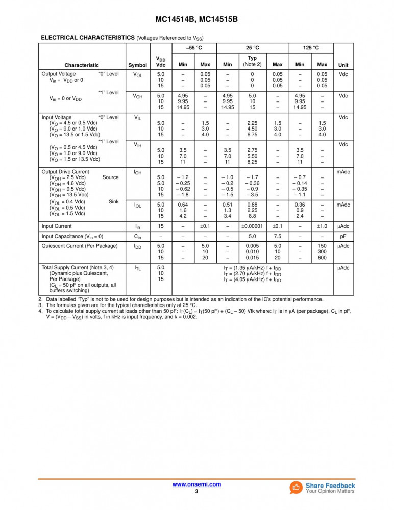 MC14515B datasheet page 3