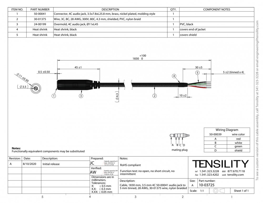 Tensility International 10-03725 product drawing