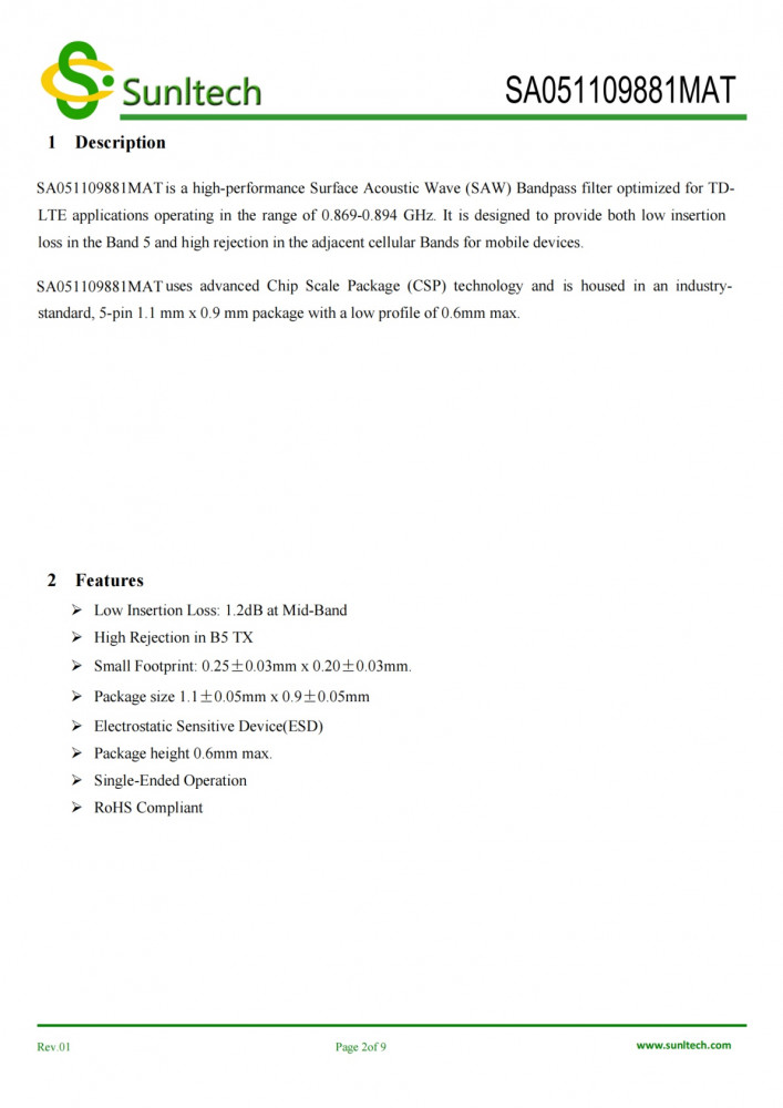 SA051109881MAT datasheet page 2