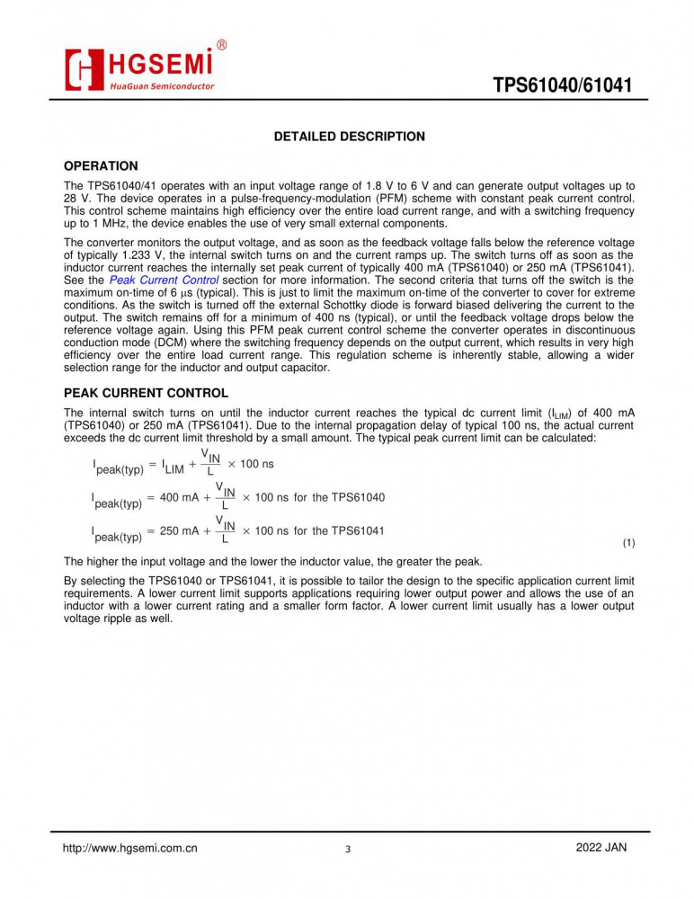 TPS61041M5/TR datasheet page 3