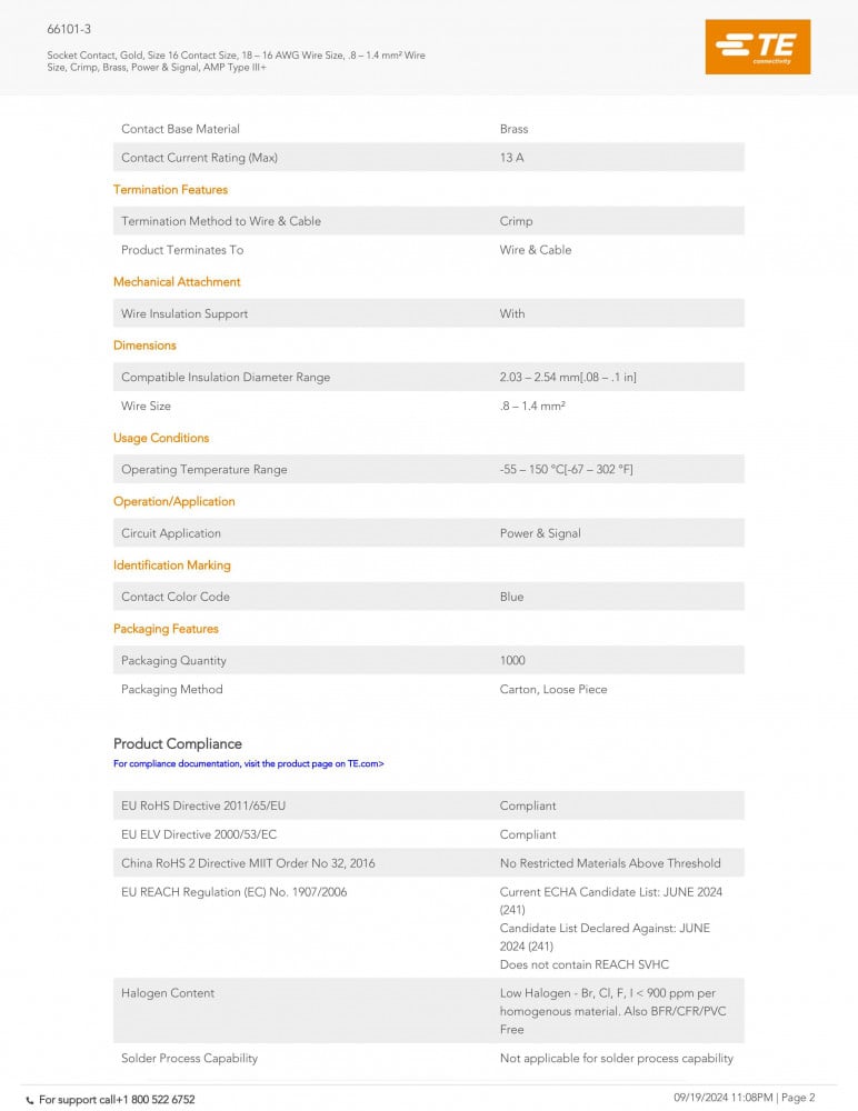 TE Connectivity 66101-3 document page 2
