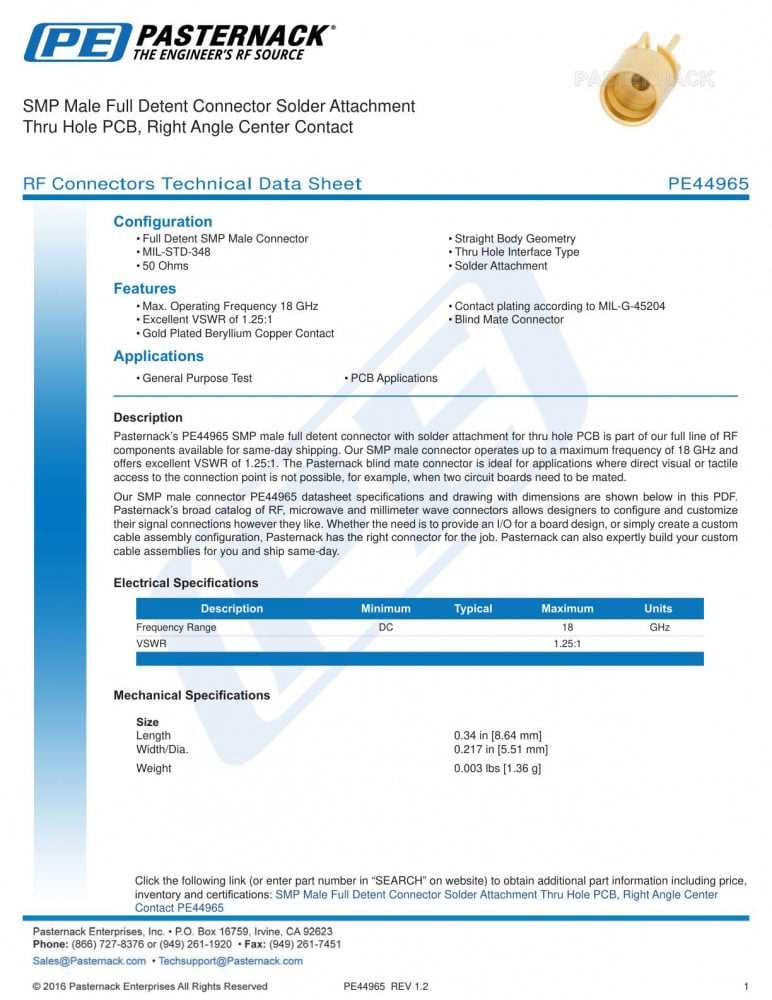PE44965 technical document page 1