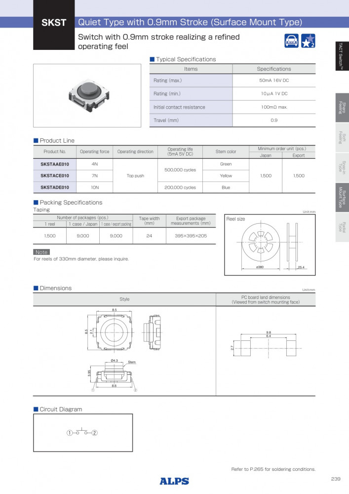 SKSTACE010 technical specification page 1