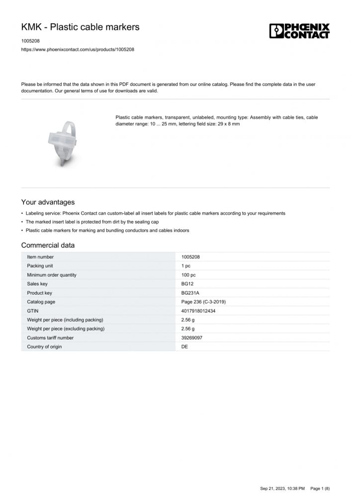 Phoenix Contact 1005208 documentation page 1