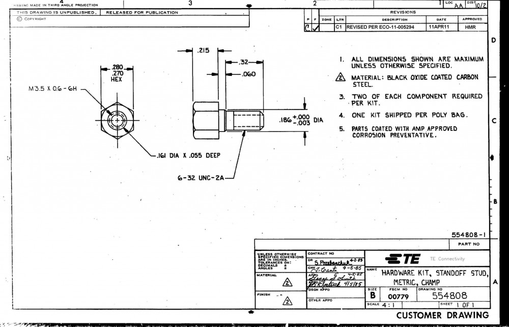 TE Connectivity 554808-1 customer drawing reference