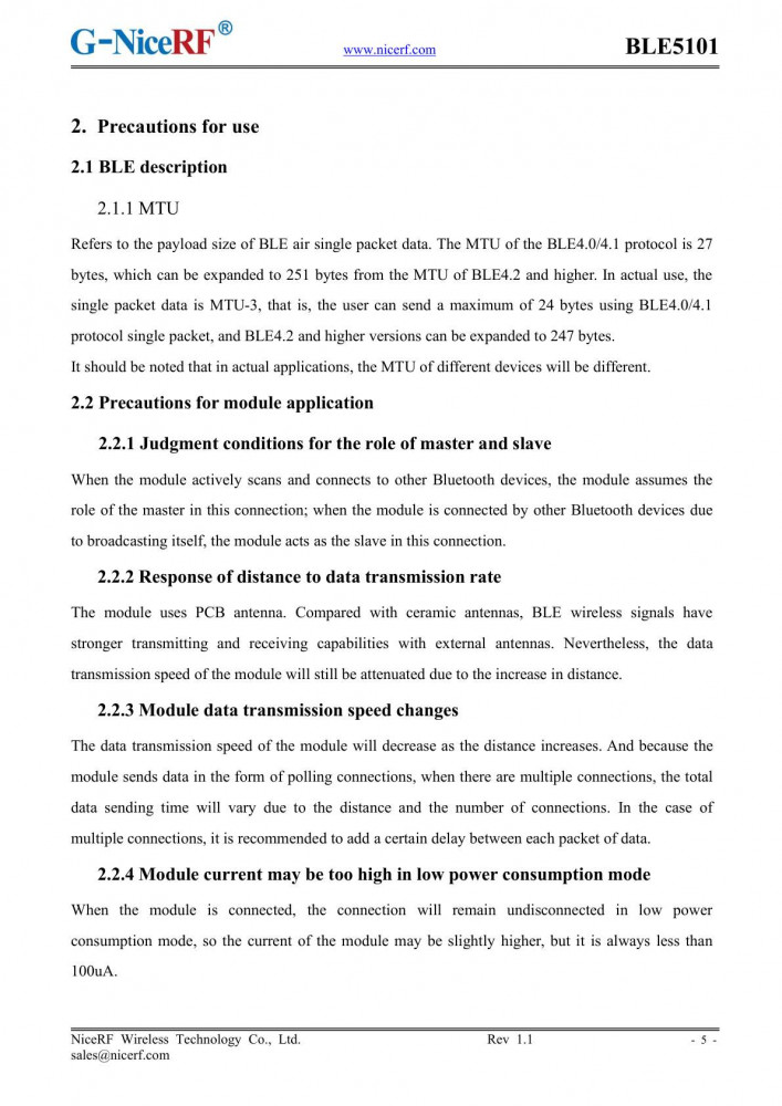 BLE5101 datasheet page 5