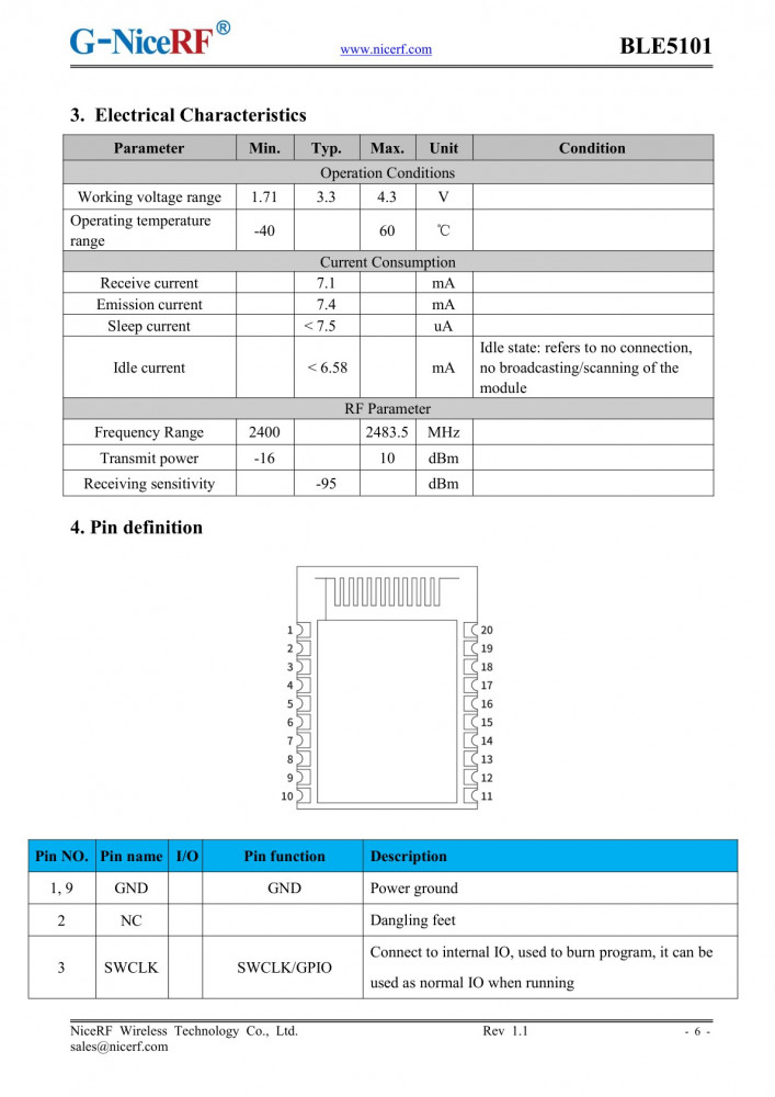 BLE5101 datasheet page 6