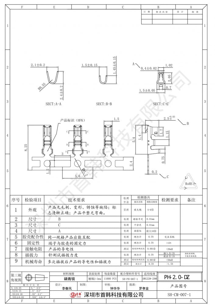PH-2.0-DZ specification page 1