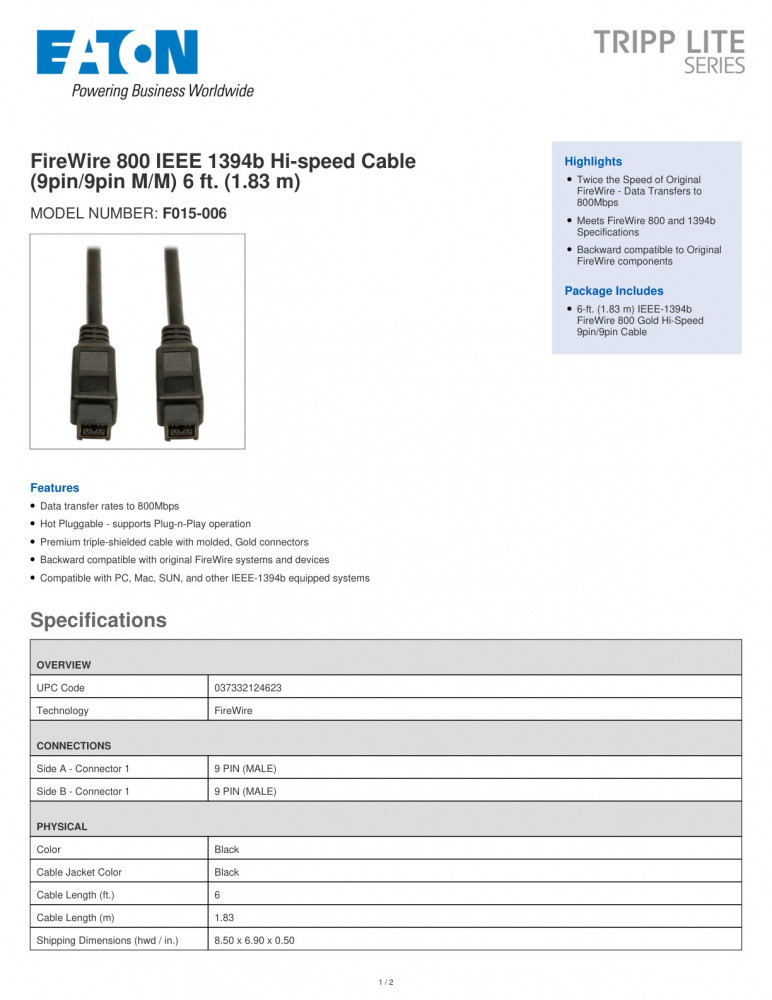 F015-006 product document image, page 1