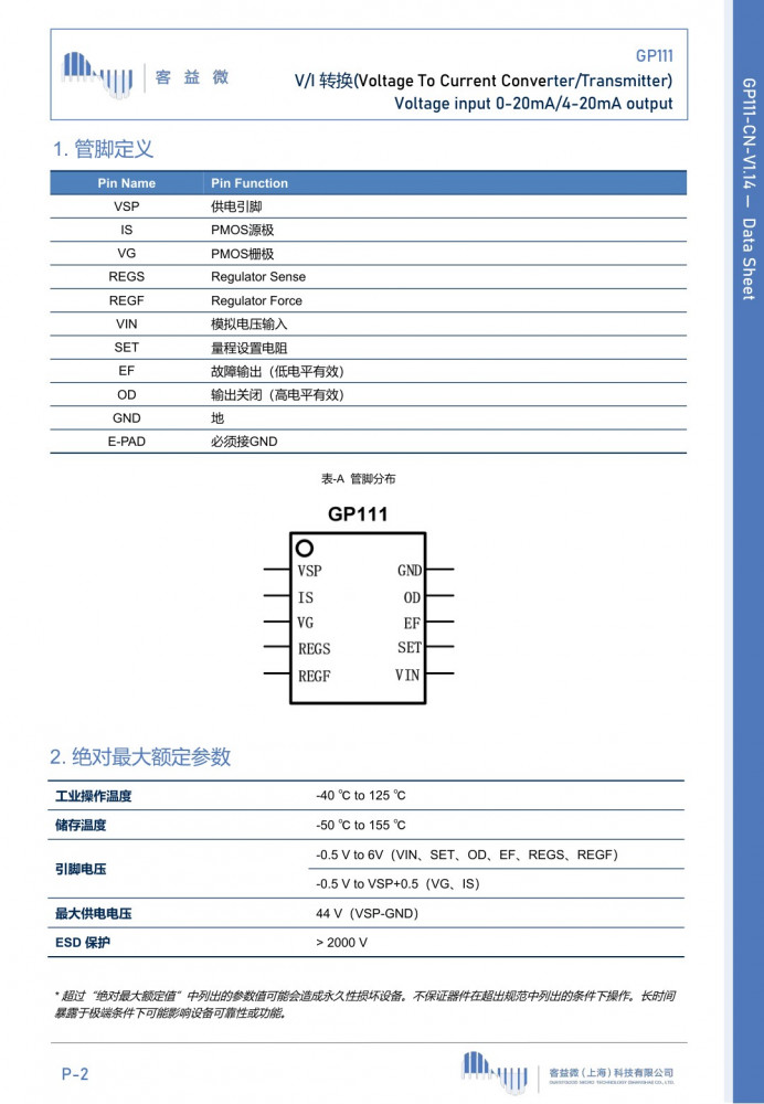 GP111AMH datasheet page 2