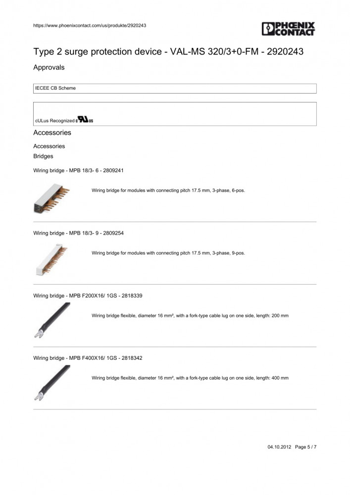 Phoenix Contact 2920243 product documentation page 5