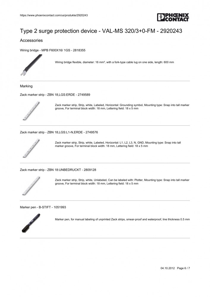 Phoenix Contact 2920243 product documentation page 6