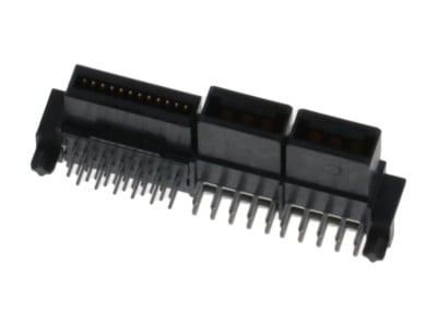EXTreme LPHPower Receptacle Header, Right-Angle, 8 Power Contacts, 16 Signal Contacts, Select Gold (Au) Plating, for 2.36mm Thick PC Board, with Guide Posts and Press-fit Plastic Pegs