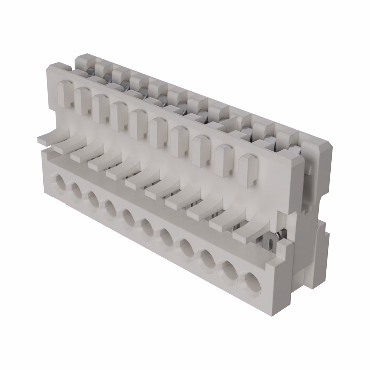Appli-Mate RAST 2.5 IDT Housing, 2.50mm Pitch, Female, 11 Circuits, Beaded Terminal, Position Keys A & I Removed, Open Endwalls, Polarizing Rib Between Circuits 8 & 9 for sale