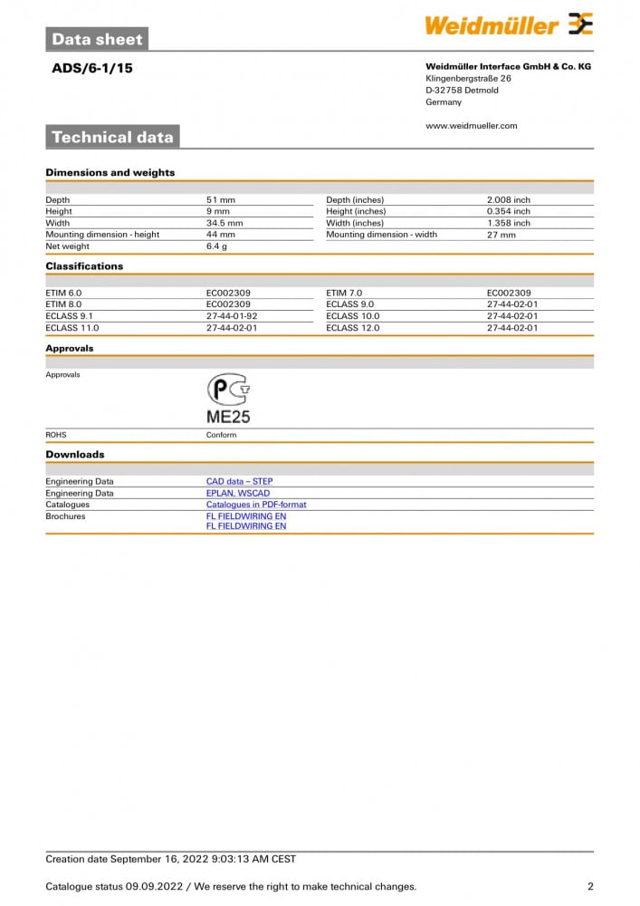 WEIDMULLER 1666200000 technical document page 2