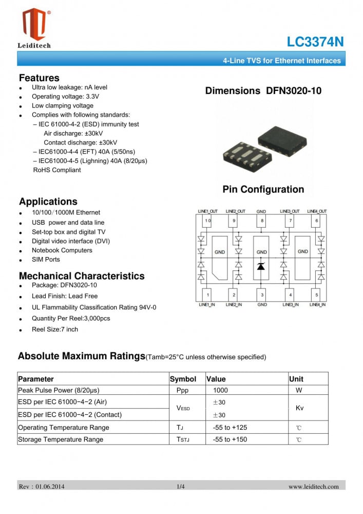 LC3374N datasheet page 1