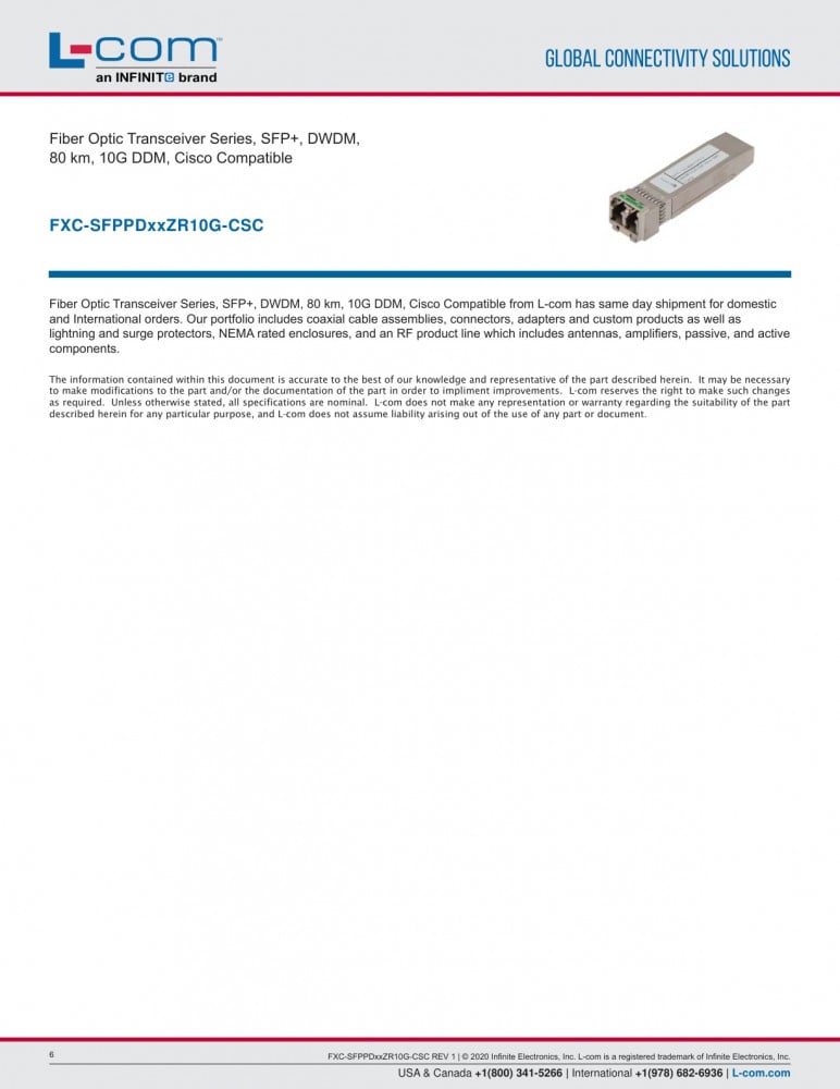 FXC-SFPPD55ZR10G-CSC datasheet page 6