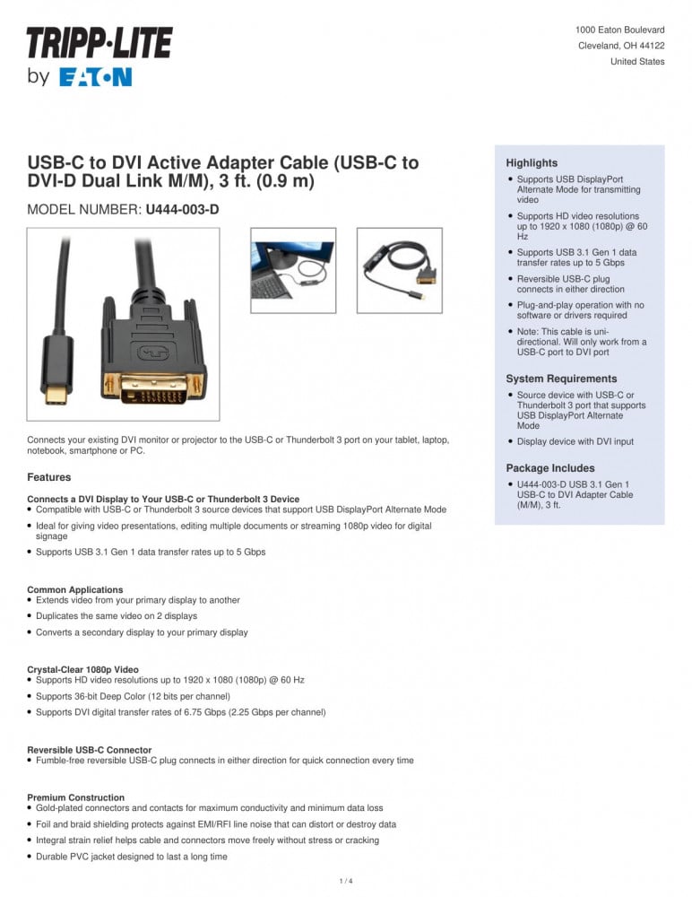 U444-003-D technical document page 1