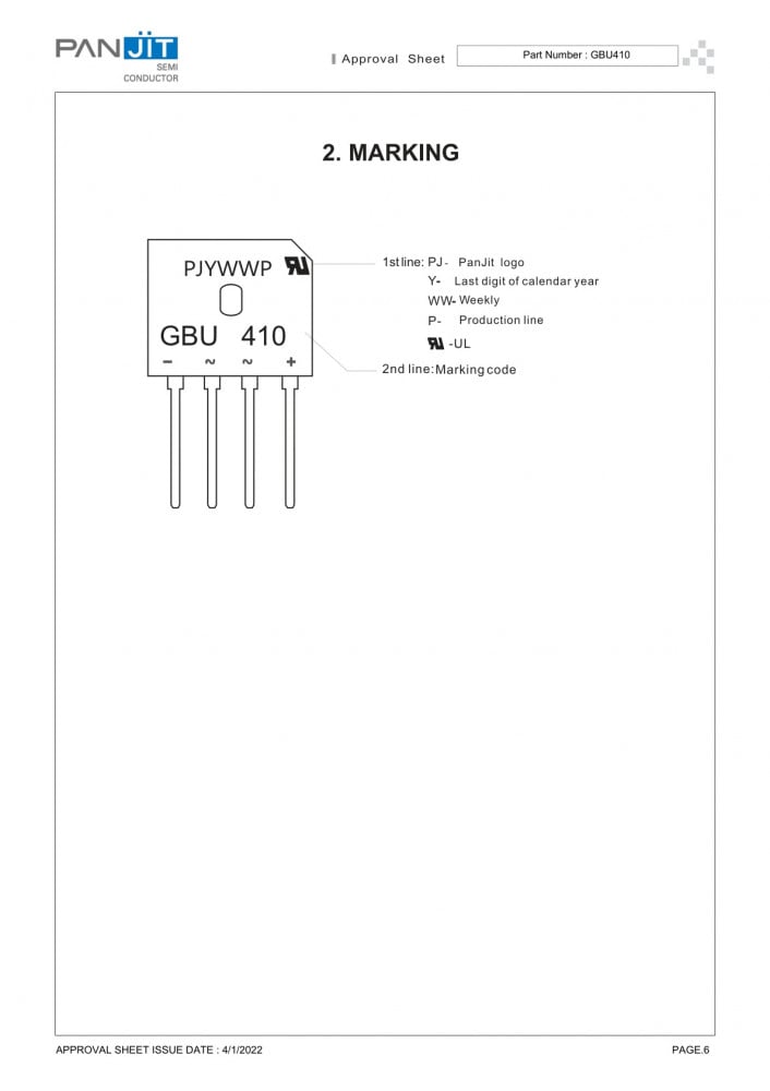 PANJIT GBU410 datasheet page 6