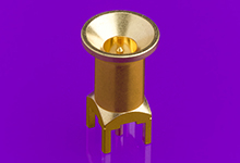 SMP-MAX Plug, Straight, Smooth Bore, Catchers Mitt, PCB, Through Hole, Brass Body, Gold (Au) Plated, Tray, 50 Ohms for sale