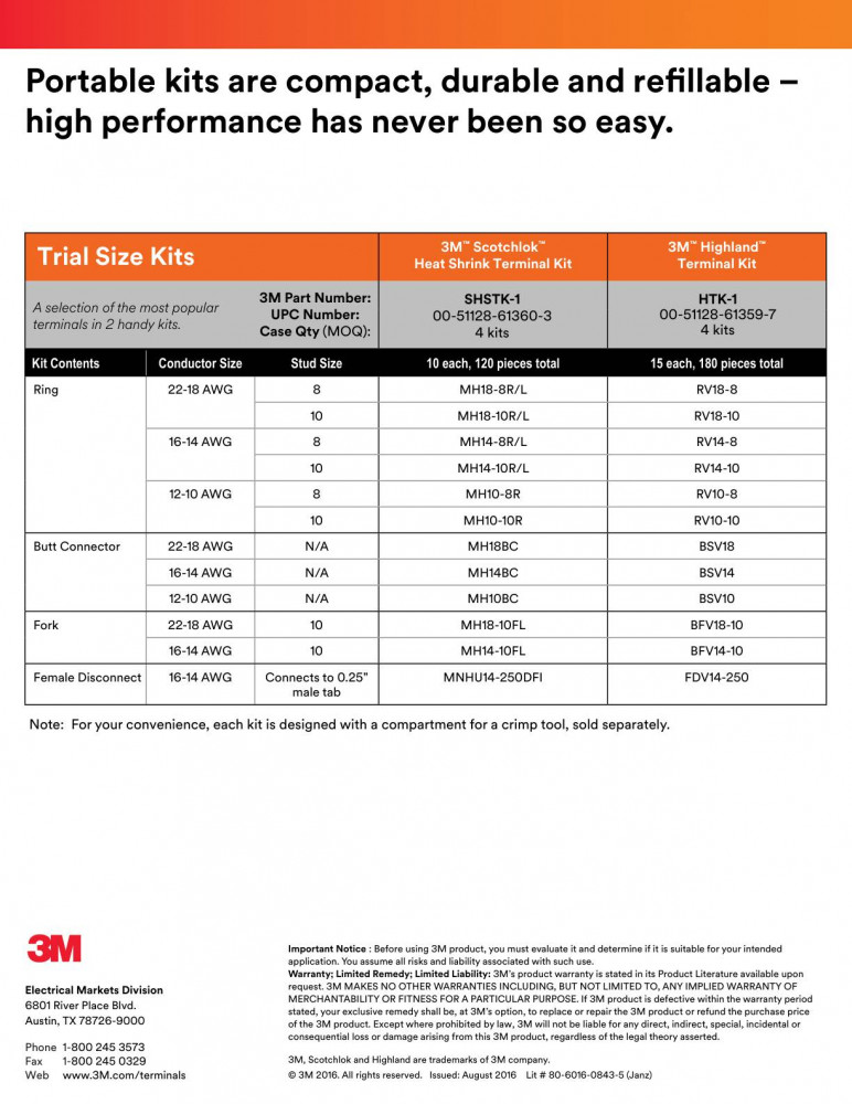 3M SHSTK-1 terminal kit technical document page 2