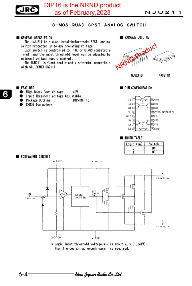 NJU211 technical document page 1