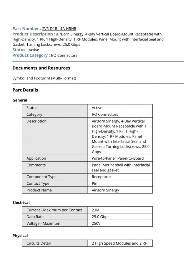 SVR-D1R-L1A-HRHR product document image, page 1