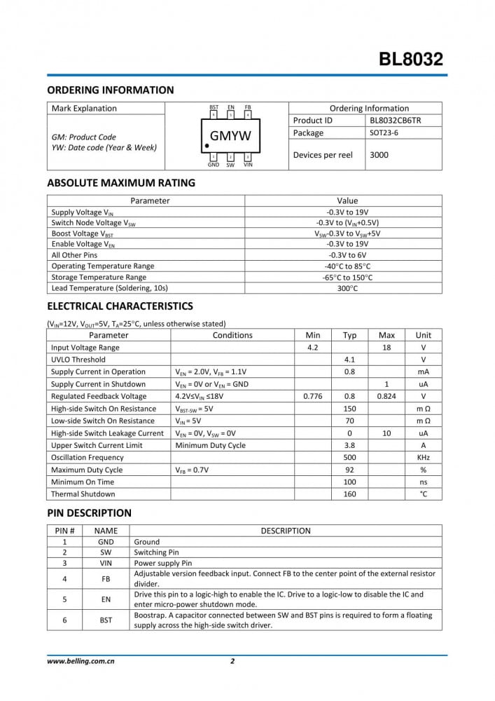 BL8032CB6TR datasheet page 2