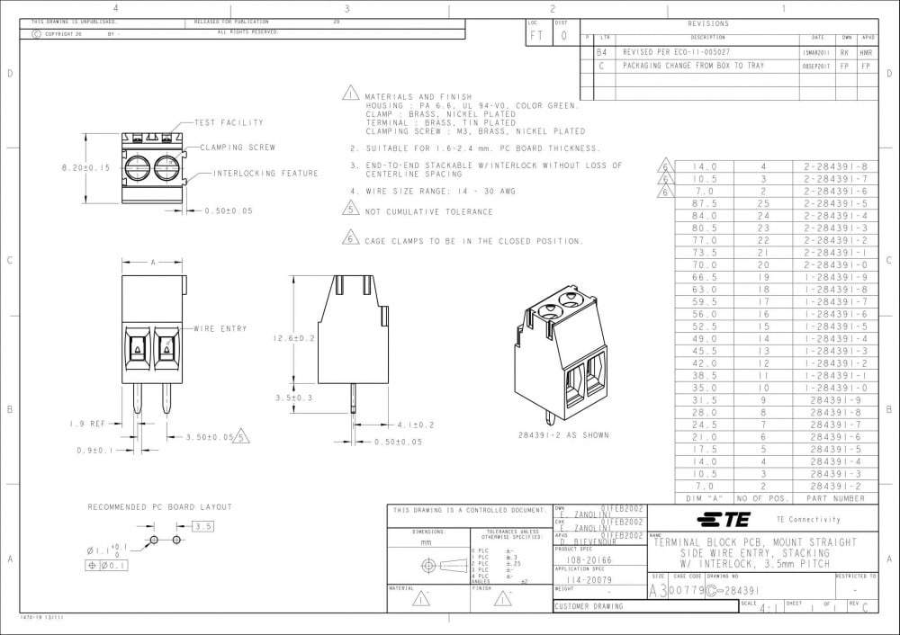 TE Connectivity 284391-9 supplied technical document image