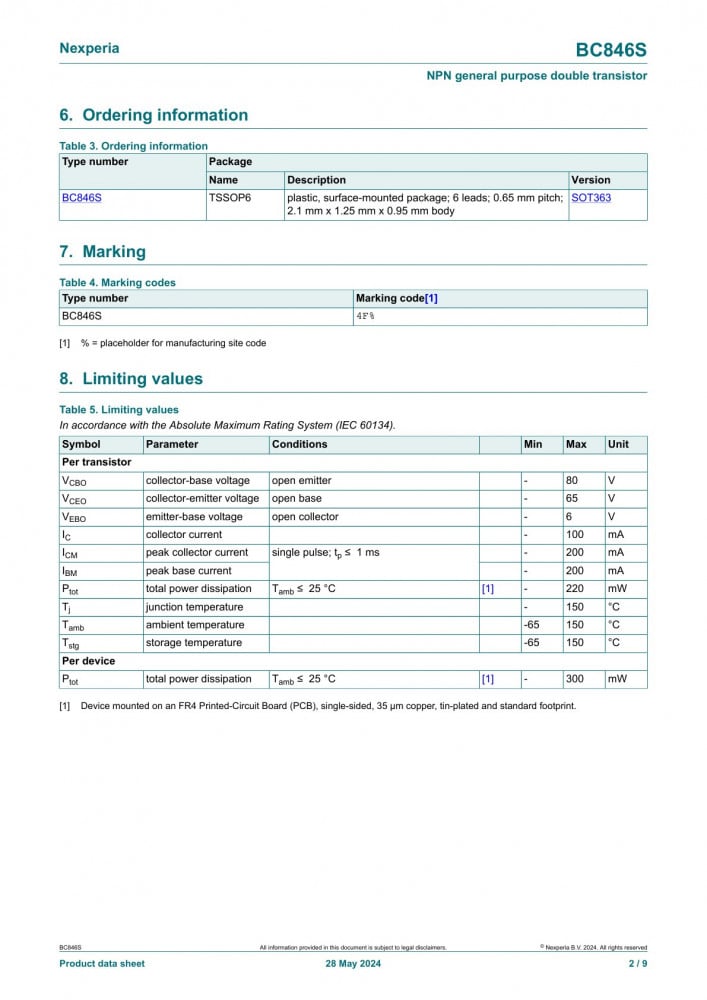 BC846S datasheet page 2