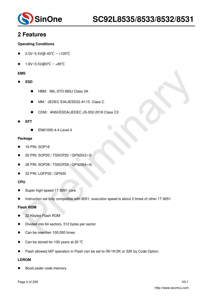 SC92L8533 document preview, page 2
