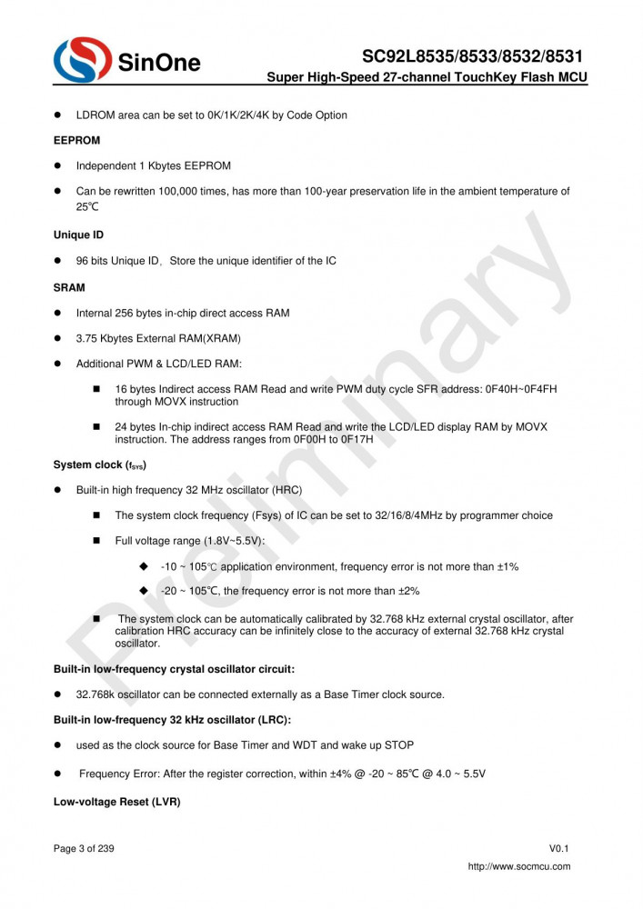 SC92L8533 document preview, page 3