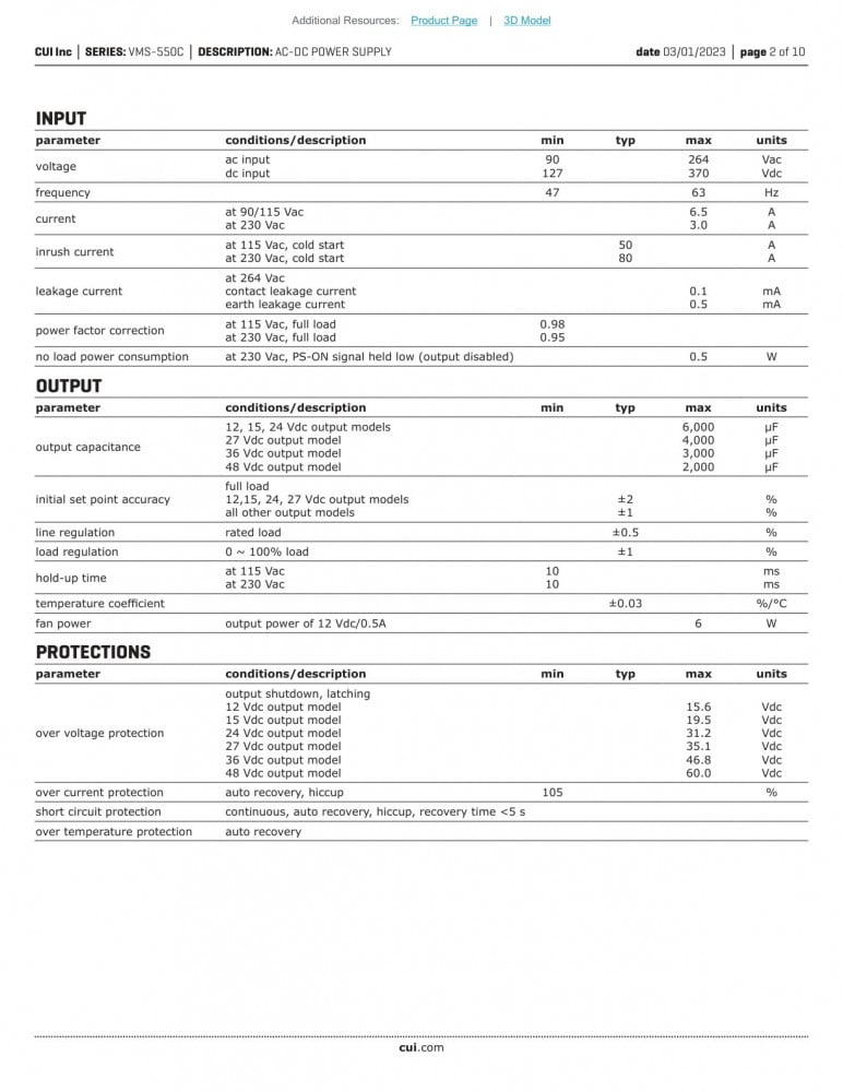 VMS-550C-48 datasheet page 2