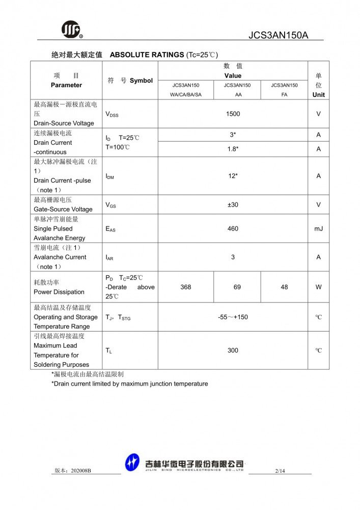 JCS3AN150AA datasheet page 2