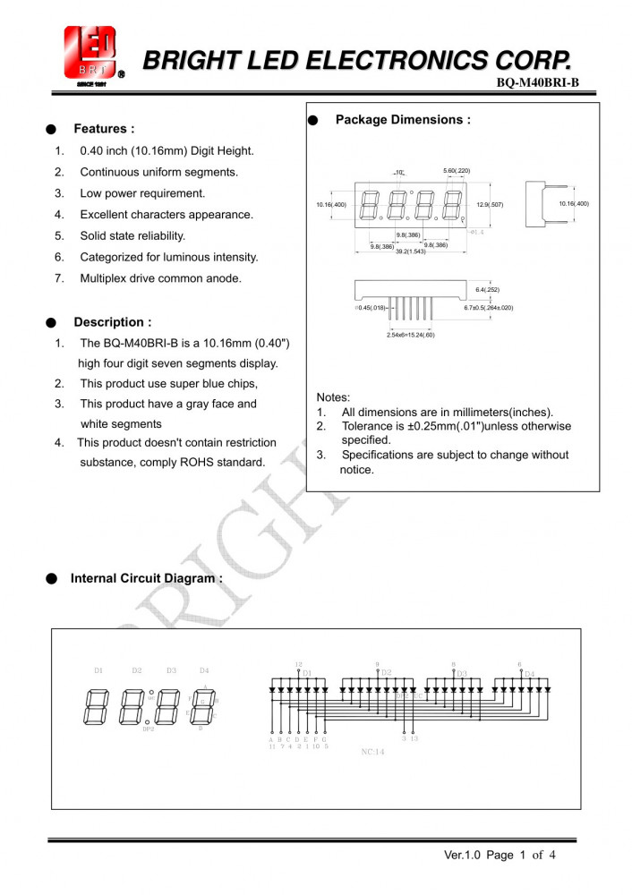 BQ-M40BRI-B datasheet page 1