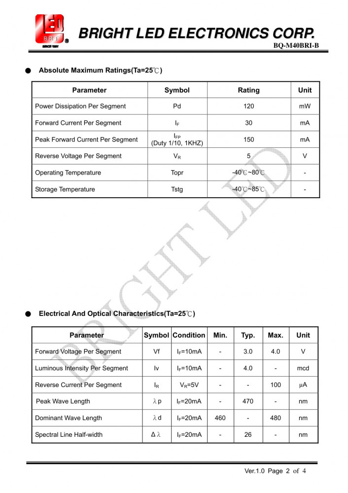 BQ-M40BRI-B datasheet page 2