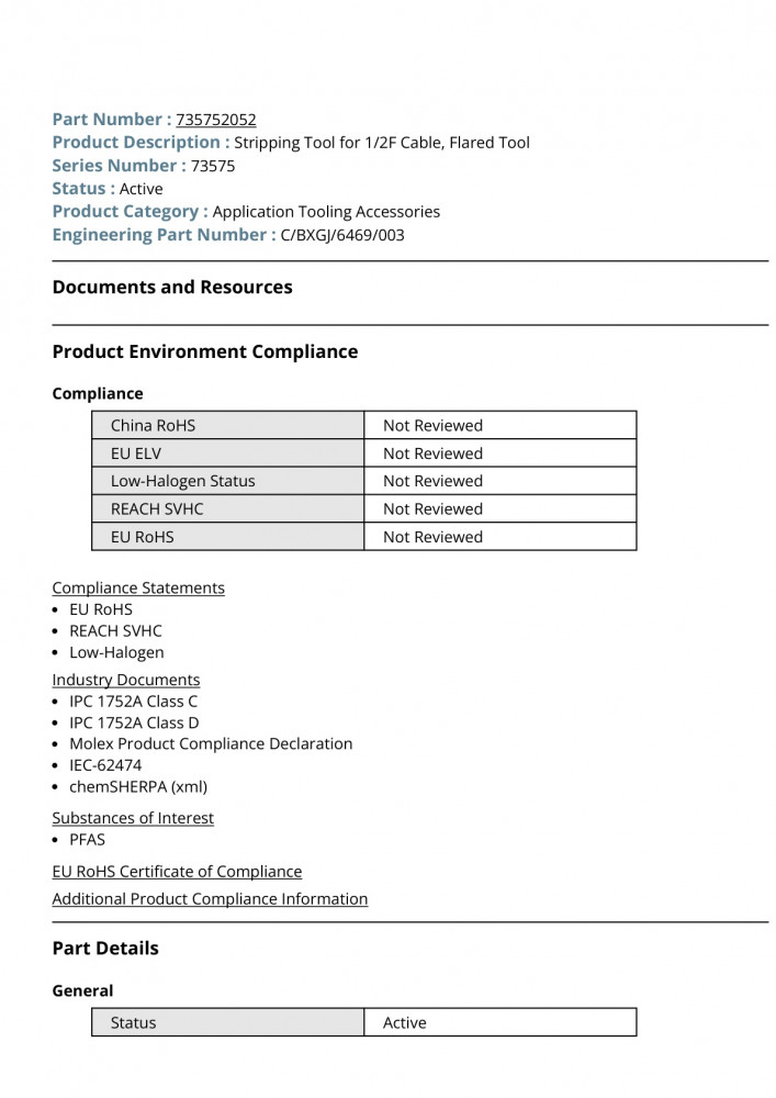 Product document image 1 for MOLEX 735752052