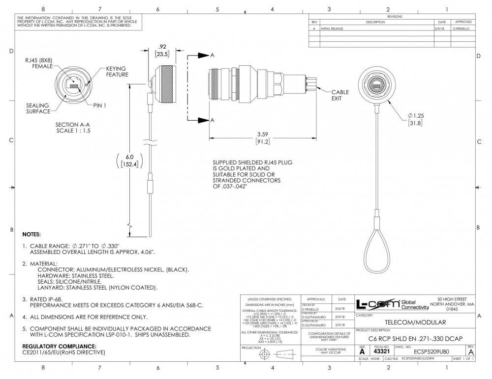 L-com ECSP5209UB0 technical drawing
