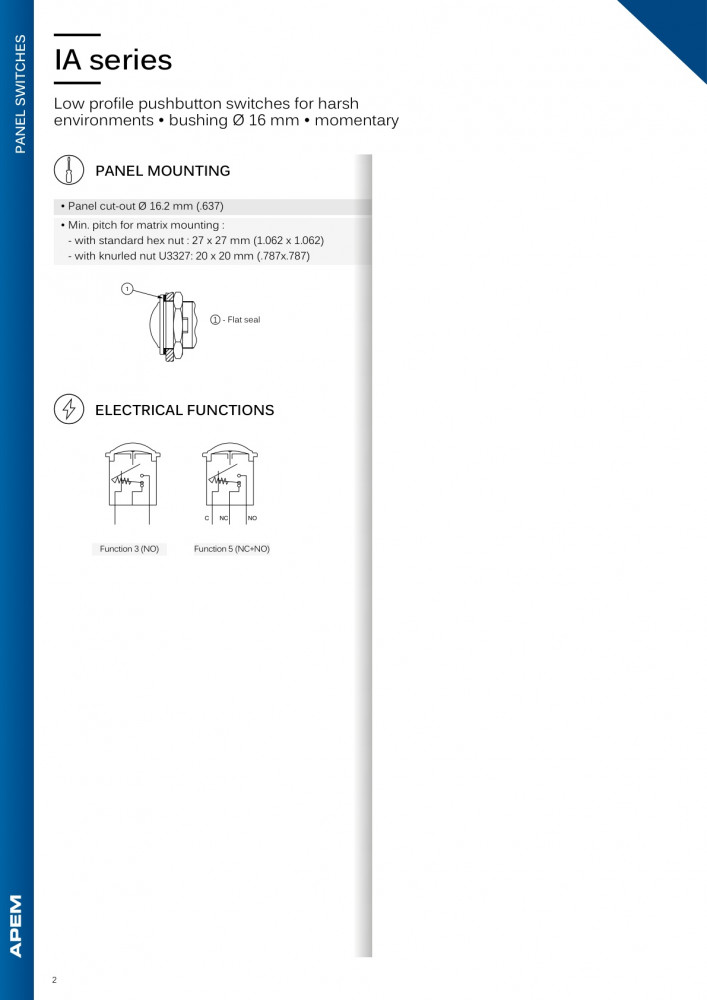 APEM IA series datasheet page 2