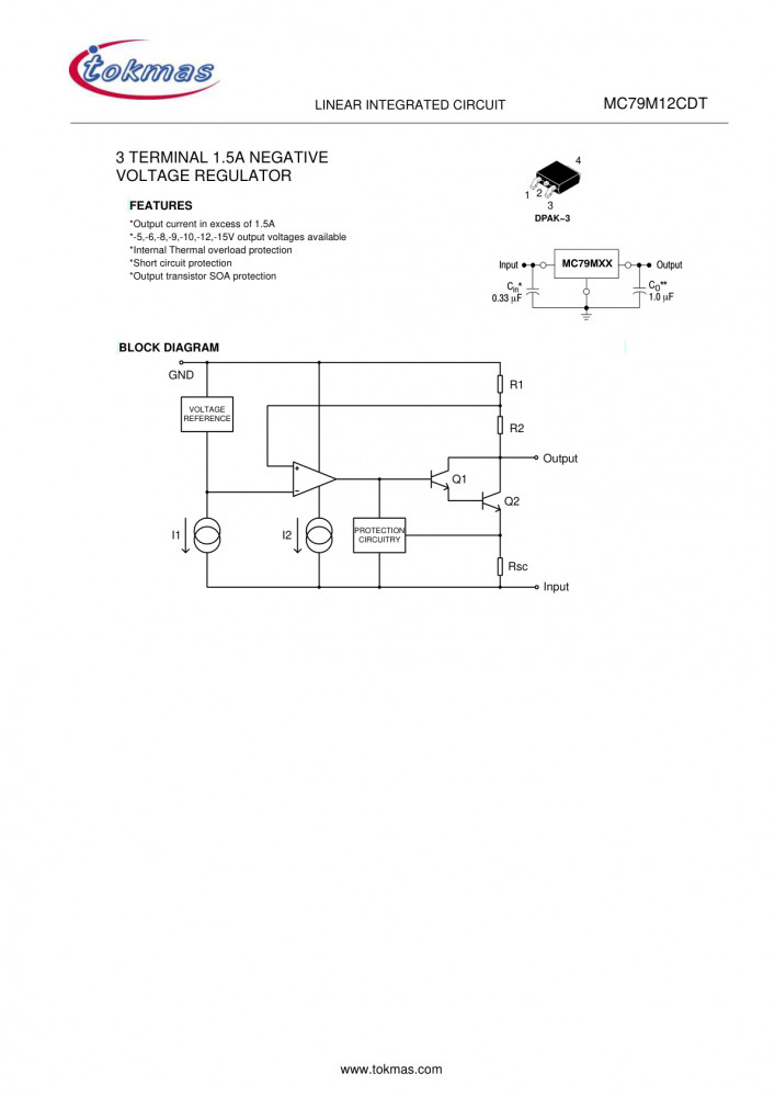 MC79M12CDT(TOKMAS) datasheet page 1