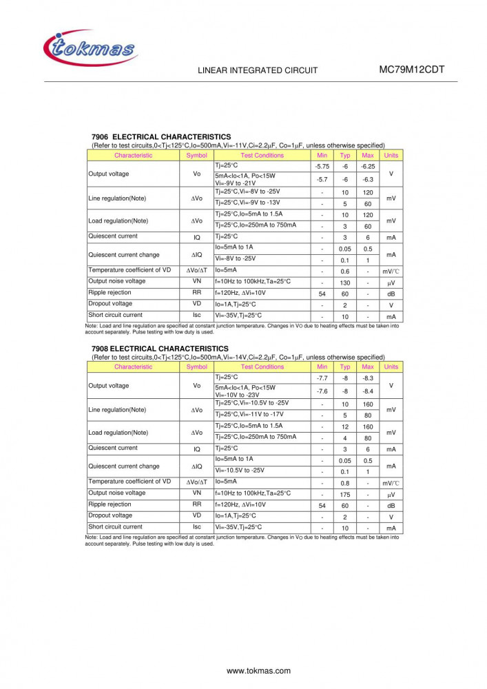 MC79M12CDT(TOKMAS) datasheet page 3