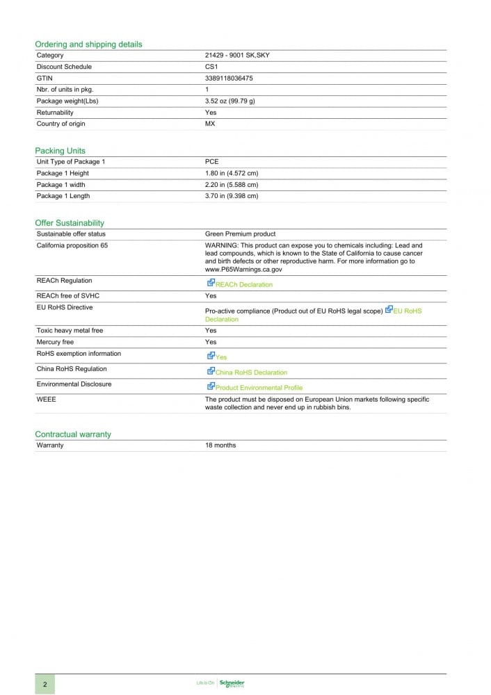 9001SKR9P35LRR technical document page 2