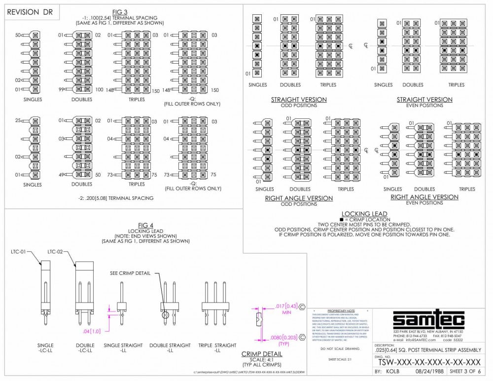 Samtec TSW drawing page 3