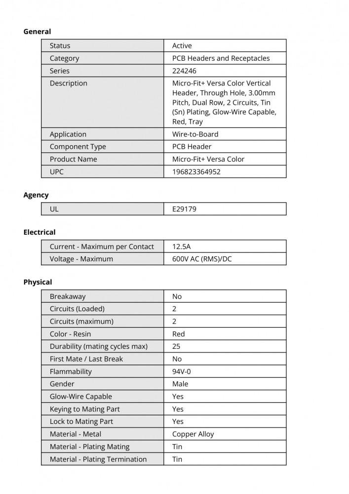 Technical document image 2 for MOLEX 2242460220