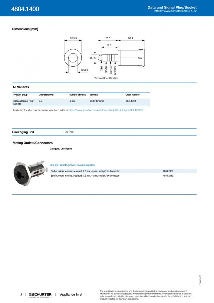 SCHURTER 4804.1400 datasheet page 2