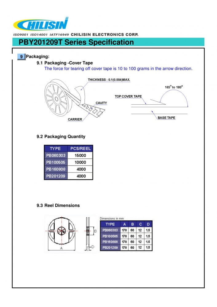 Chilisin PBY201209T specification page 5
